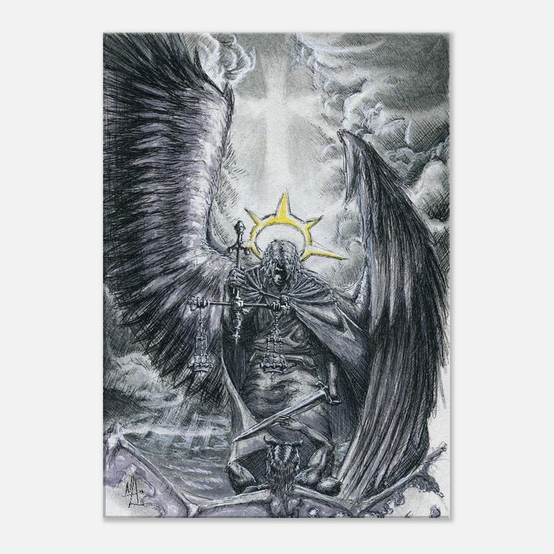 Original Angel Drawing Wall Art Print Hand-drawn Angelic Artwork ...