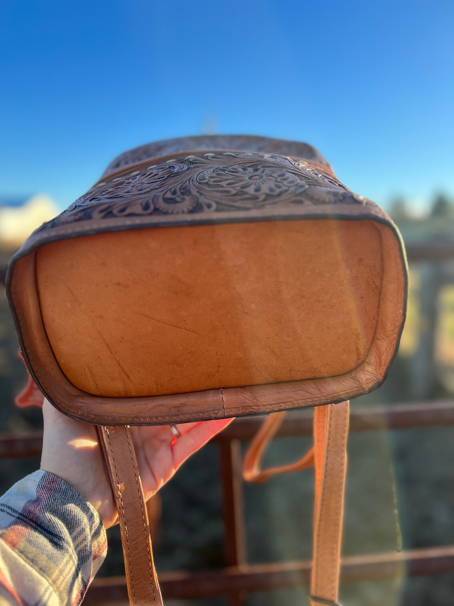 Tooled Leather Backpack - Etsy