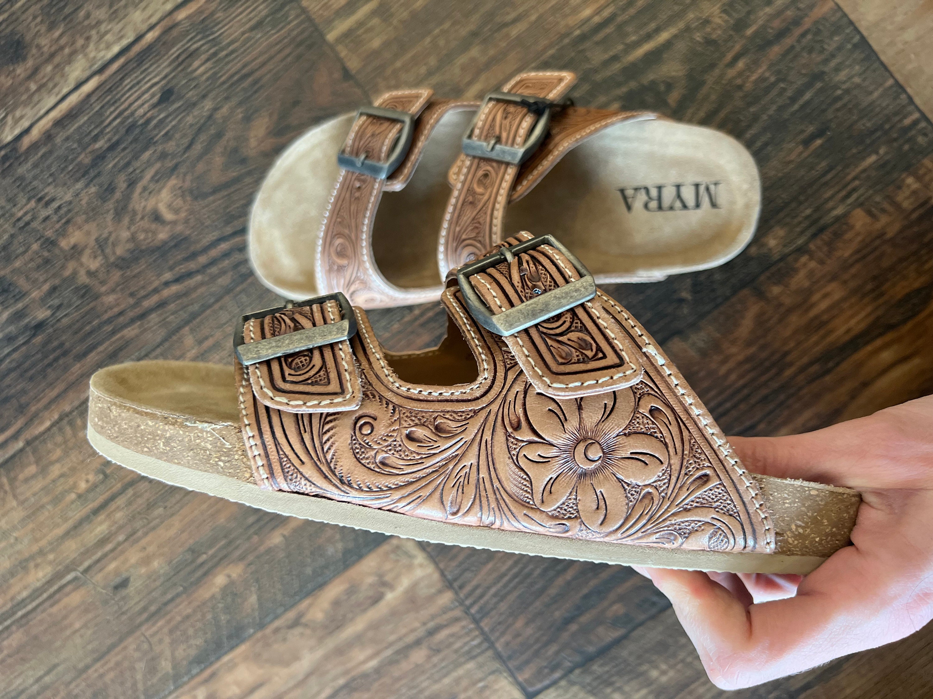Tooled Leather Sandals - Etsy