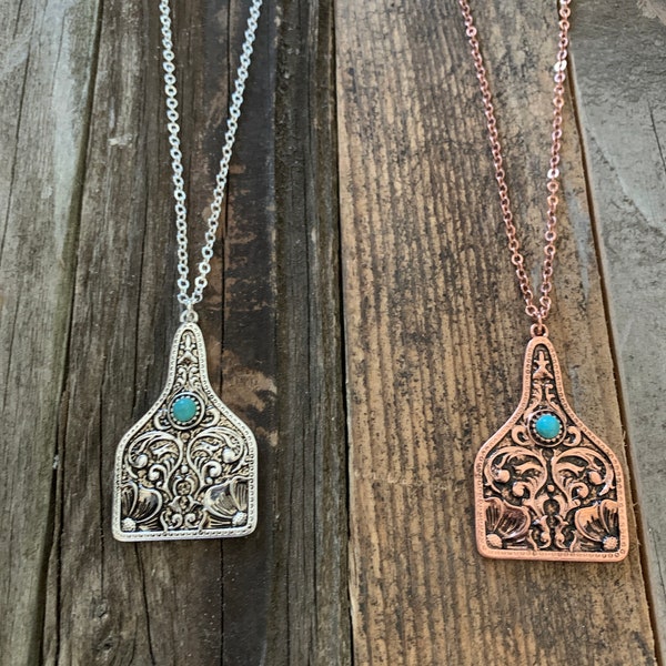 Cow Tag Necklace - Etsy