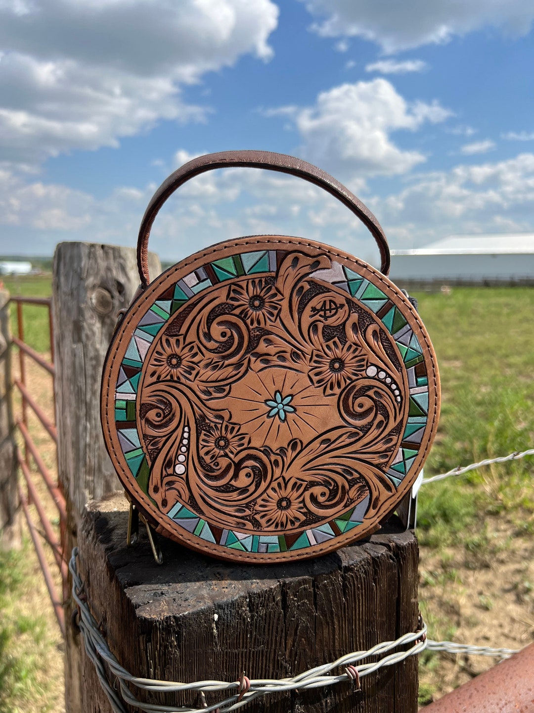 Tooled Round Bag - Etsy
