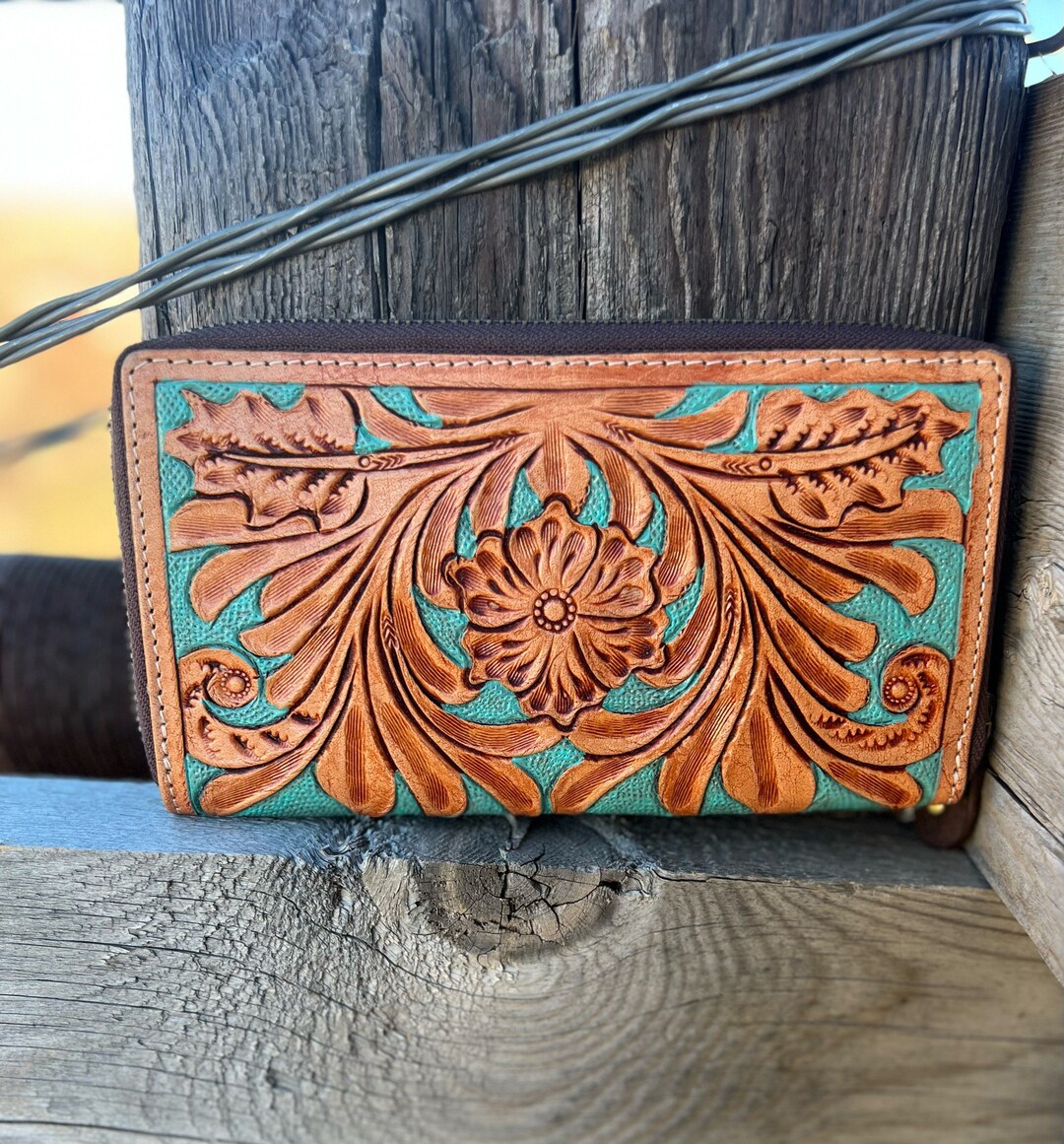Tooled Leather Wallet - Etsy