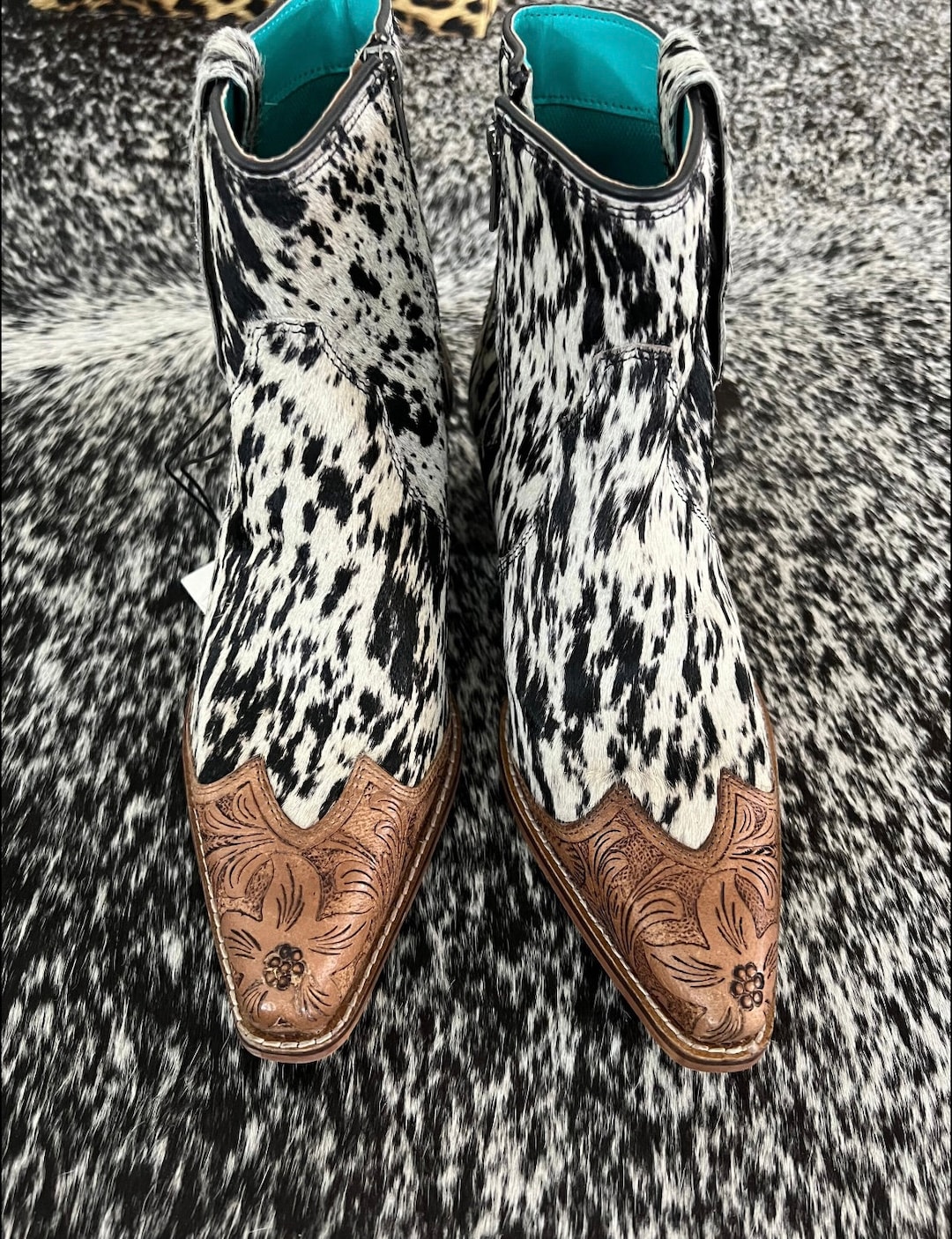 Rocker Tooled Toe Cowhide Boots - Etsy