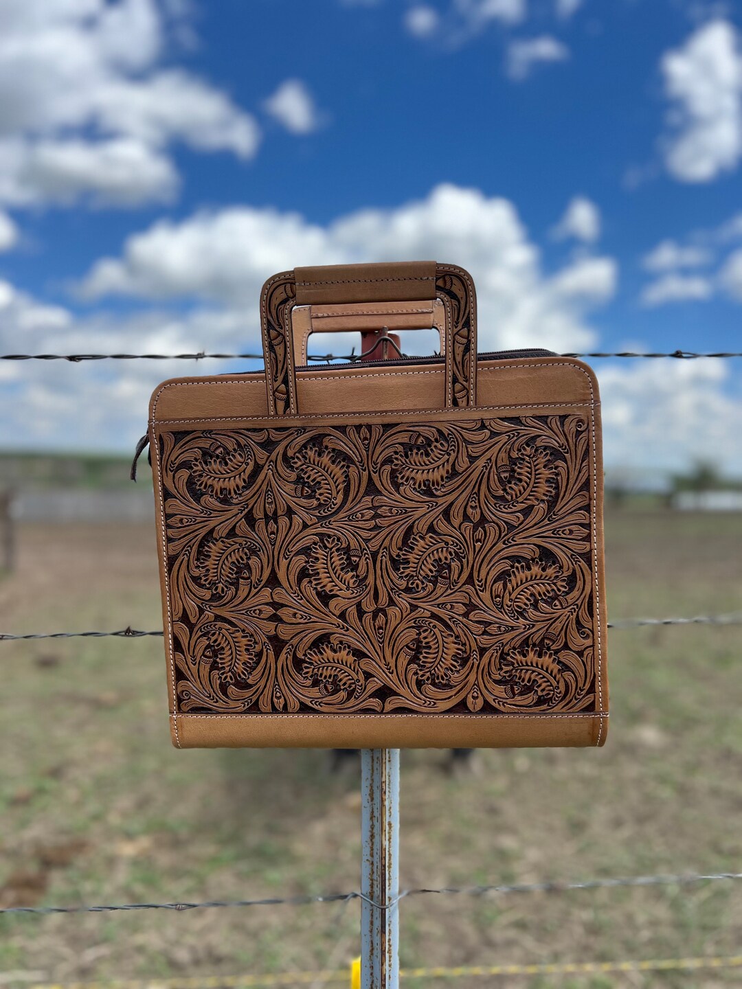 Tooled Leather Portfolio Organizer - Etsy