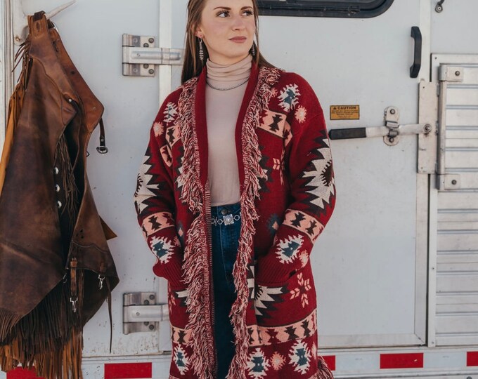 Fringe Aztec Cardigan - Etsy