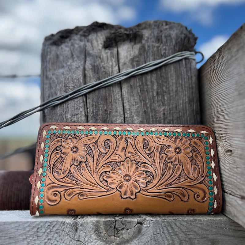 Leather Tooled Wallet - Etsy
