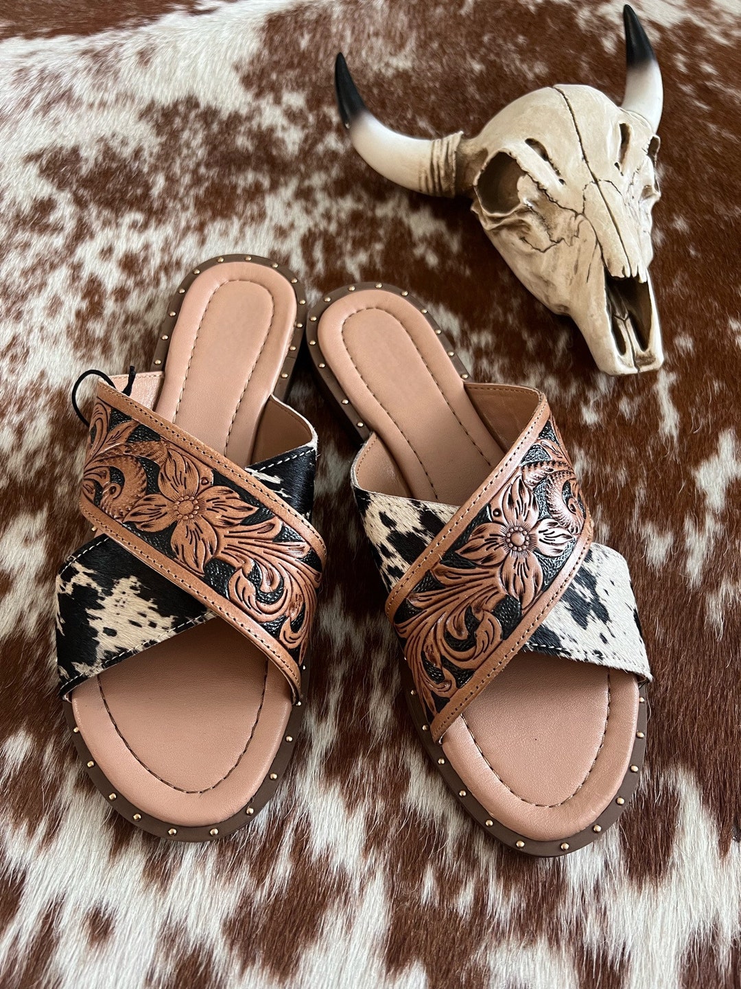 Crisscross Cowhide Sandal - Etsy