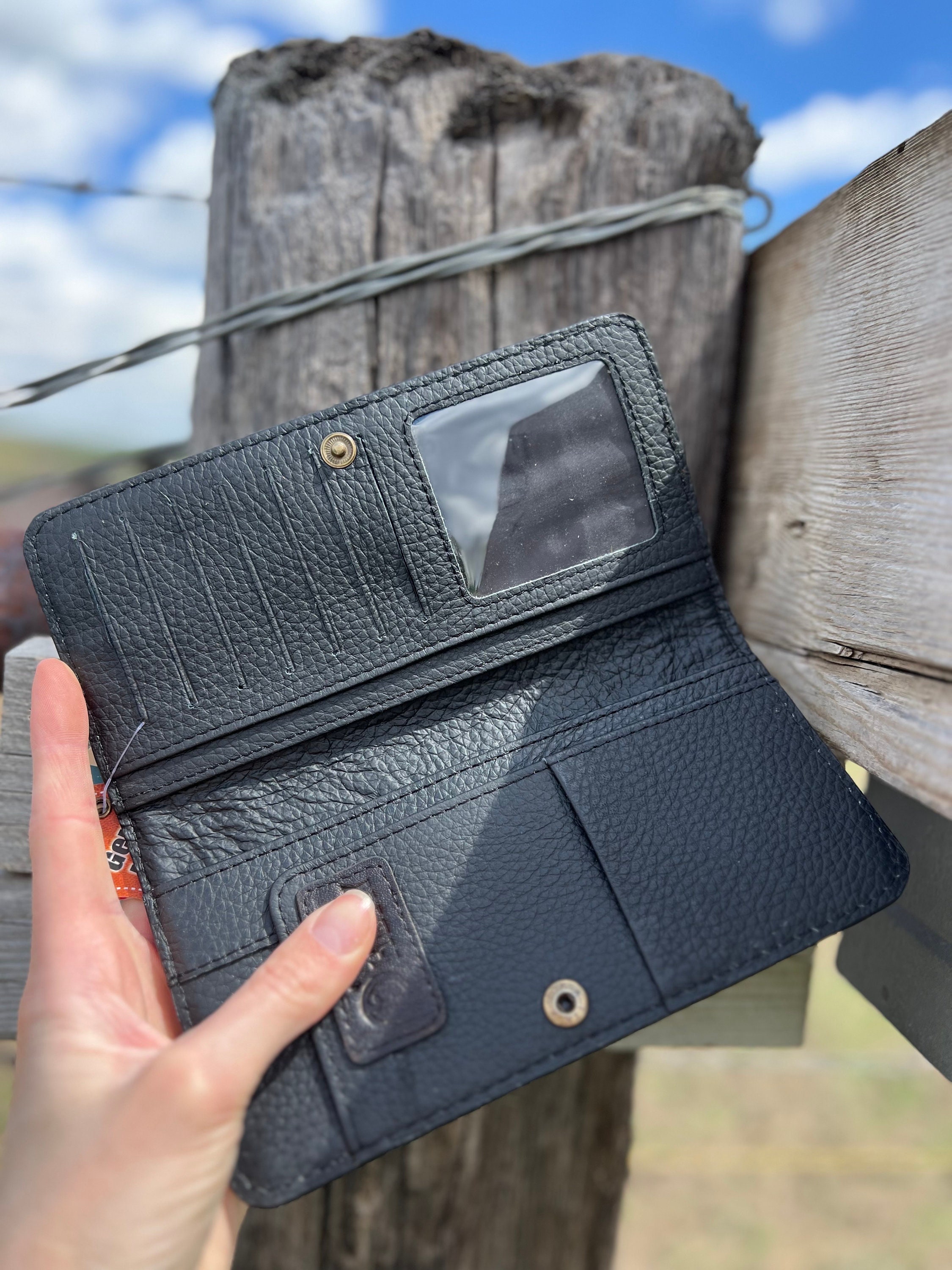 Turquoise Trim Tooled Leather Wallet - Etsy