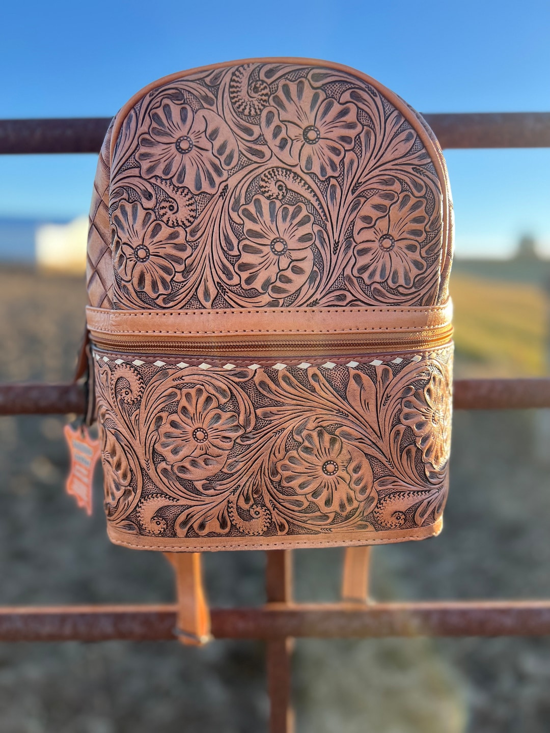Tooled Leather Backpack - Etsy