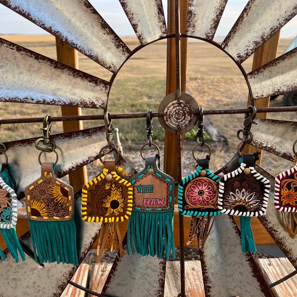 Cow Tag Keychain - Etsy