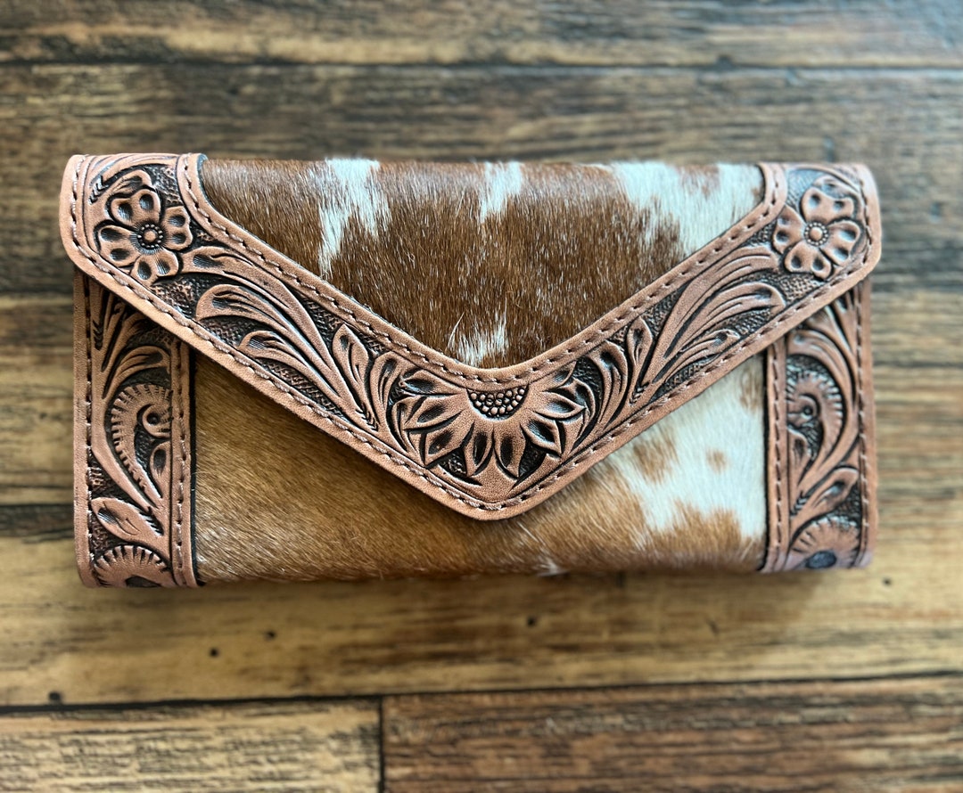 Tooled Envelope Cowhide Wallet - Etsy