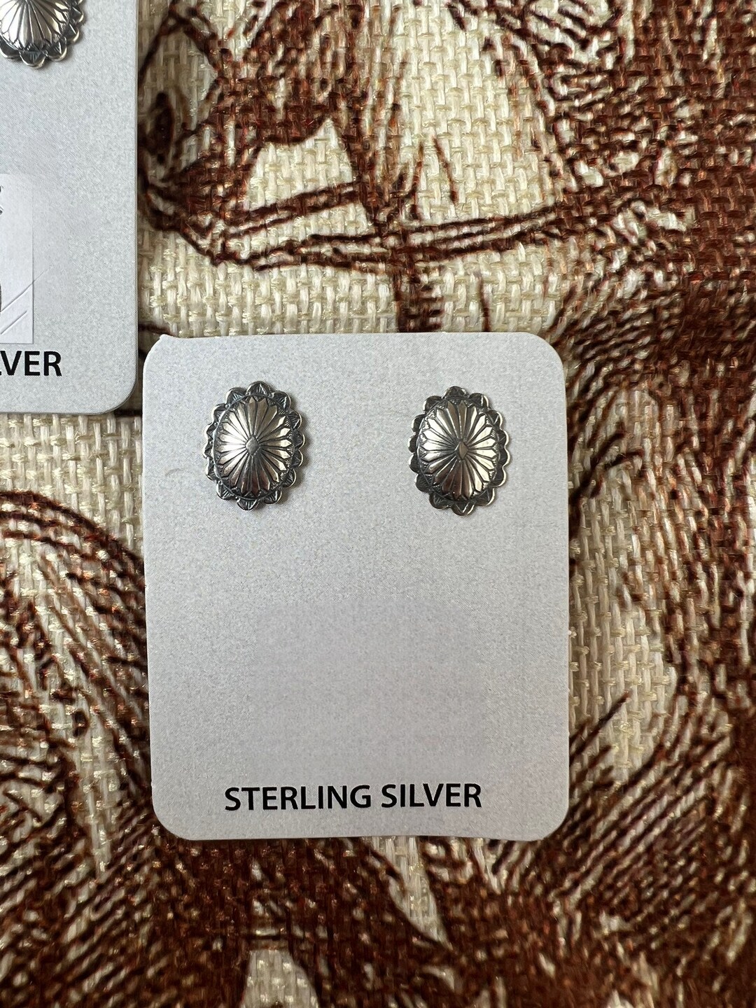 Sterling Silver Oval Concho Studs - Etsy