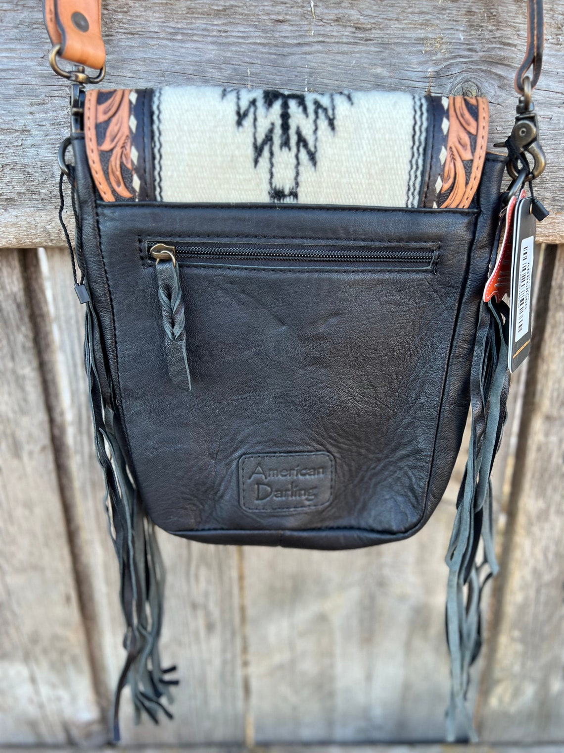 Black & White Aztec Crow Hide Crossbody - Etsy