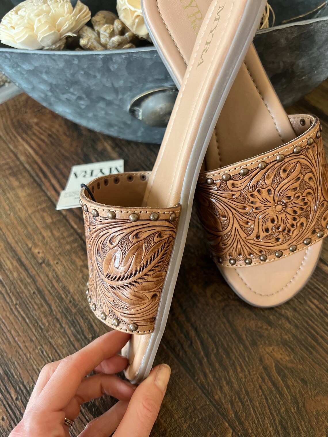 Tooled Studded Sandals - Etsy