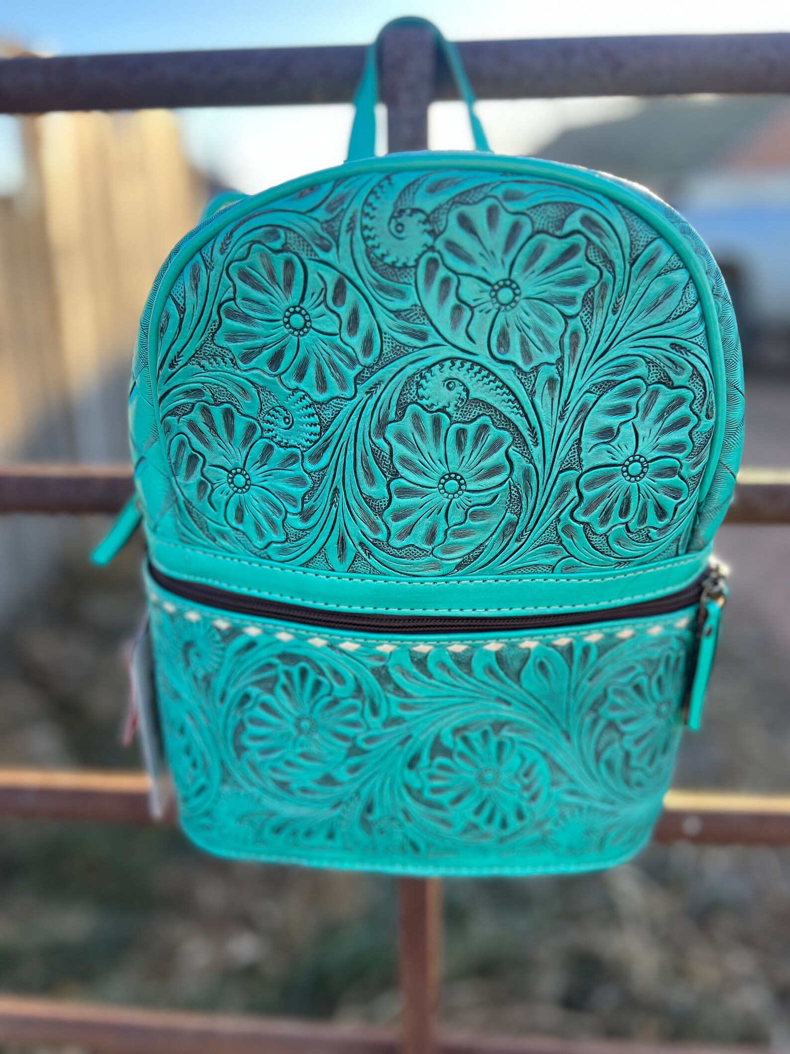 Tooled Leather Backpack - Etsy