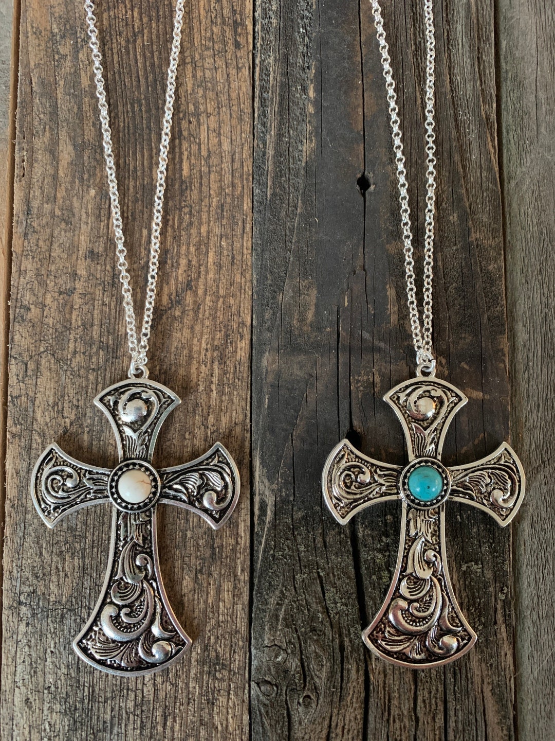 Tooled Cross Necklace - Etsy