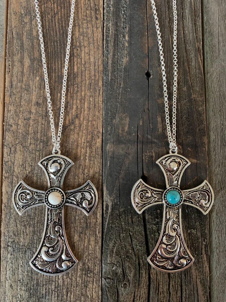 Tooled Cross Necklace - Etsy