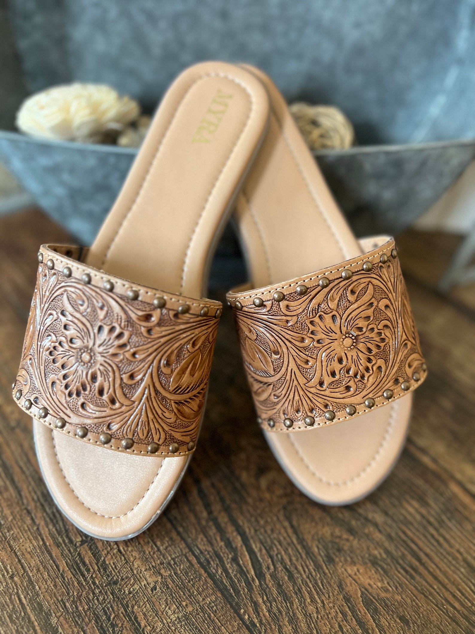 Tooled Studded Sandals - Etsy