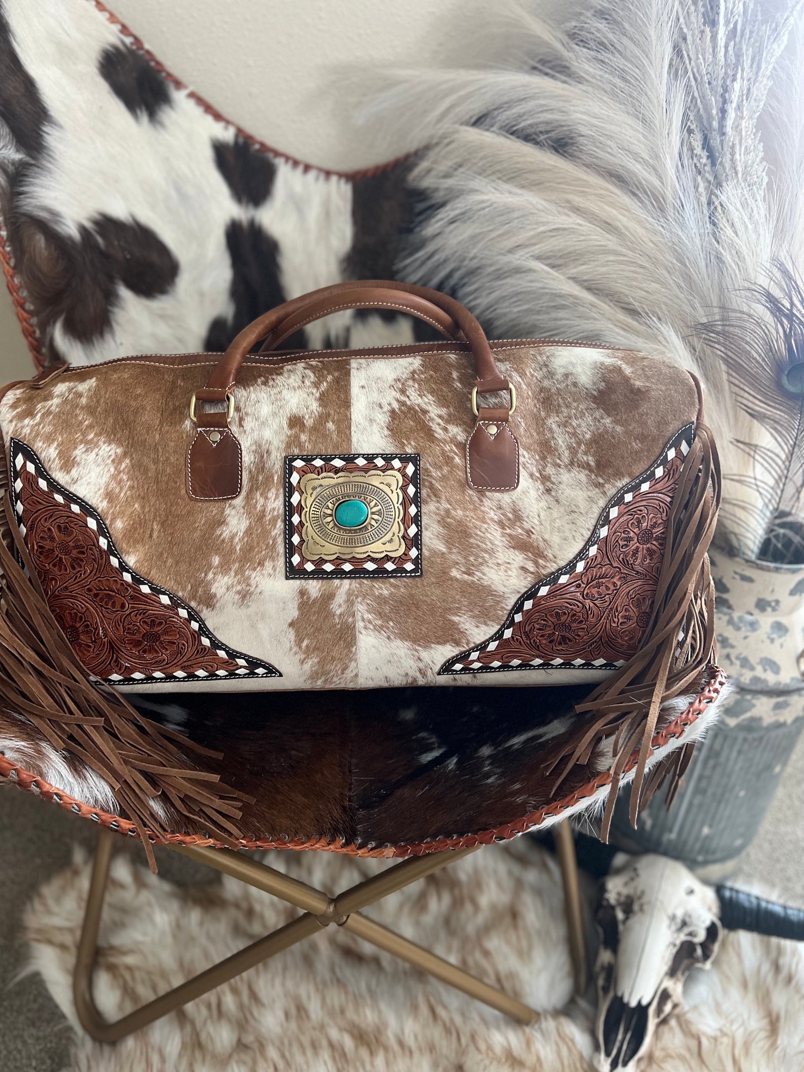 Concho Cowhide Duffel Bag - Etsy