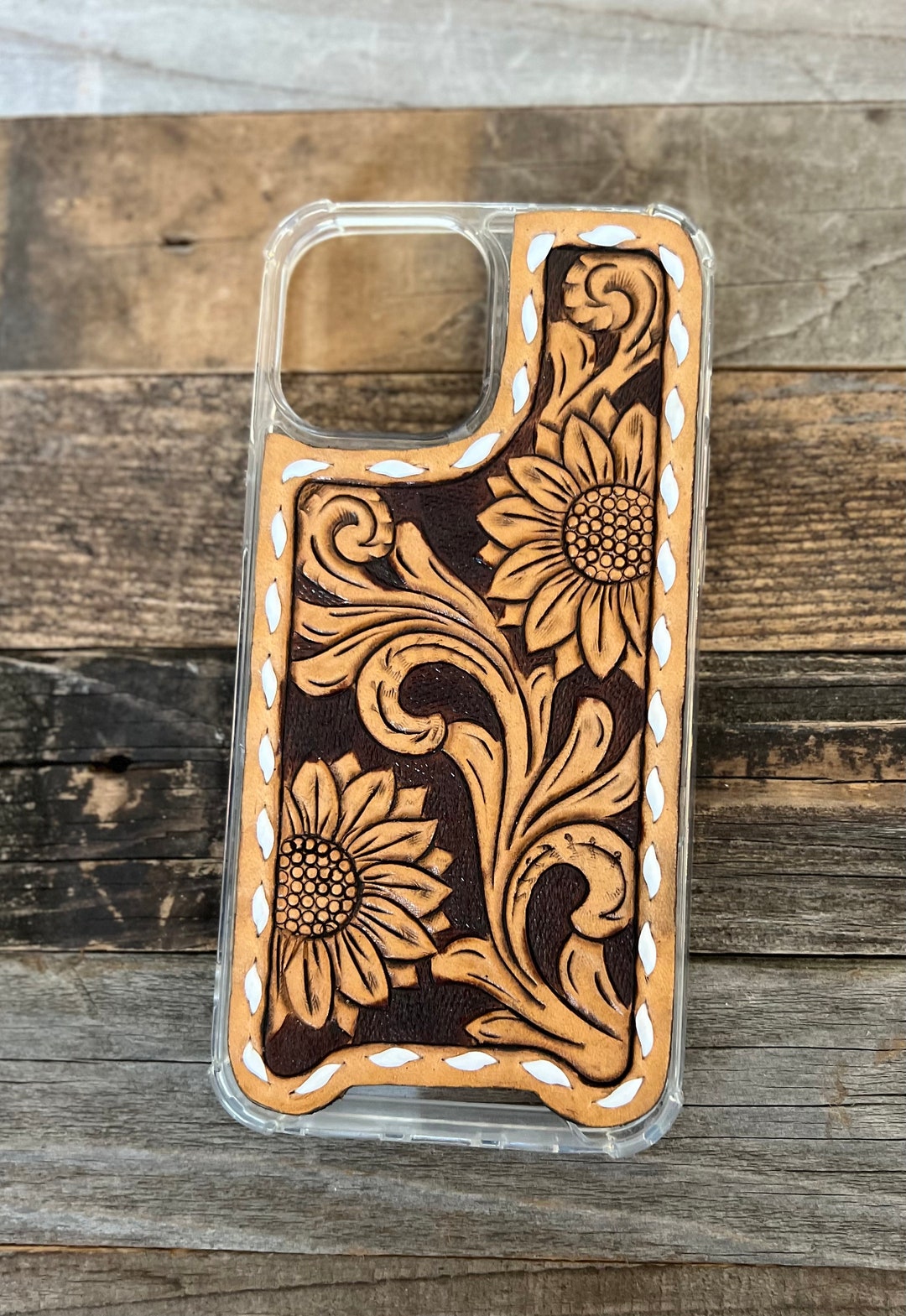 Tooled Sunflower Leather Phone Case - Etsy