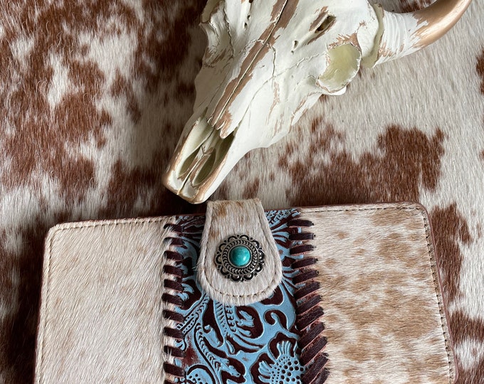 Cowhide Tooled Leather Concho Wallet - Etsy