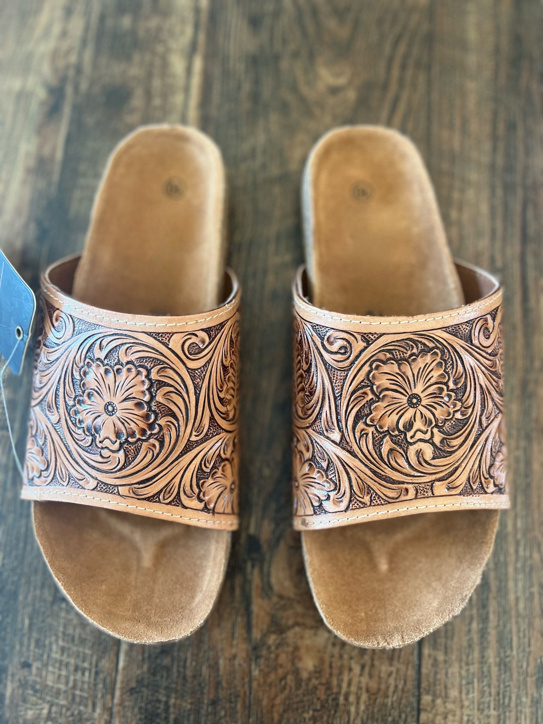 Tooled Leather Slides - Etsy