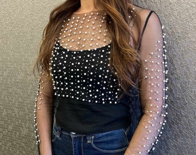 Pearl Sheer Mesh Top - Etsy