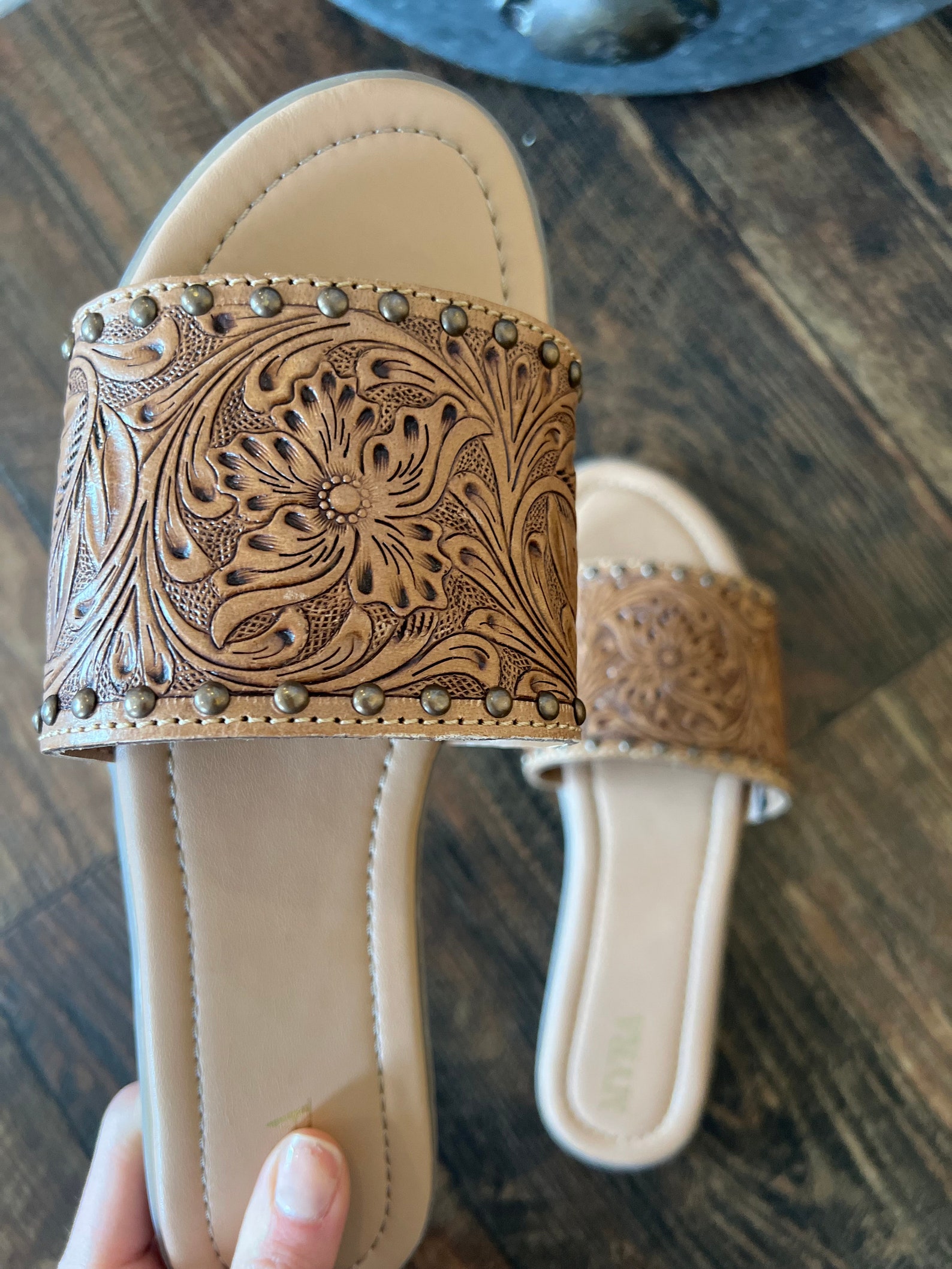 Tooled Studded Sandals - Etsy
