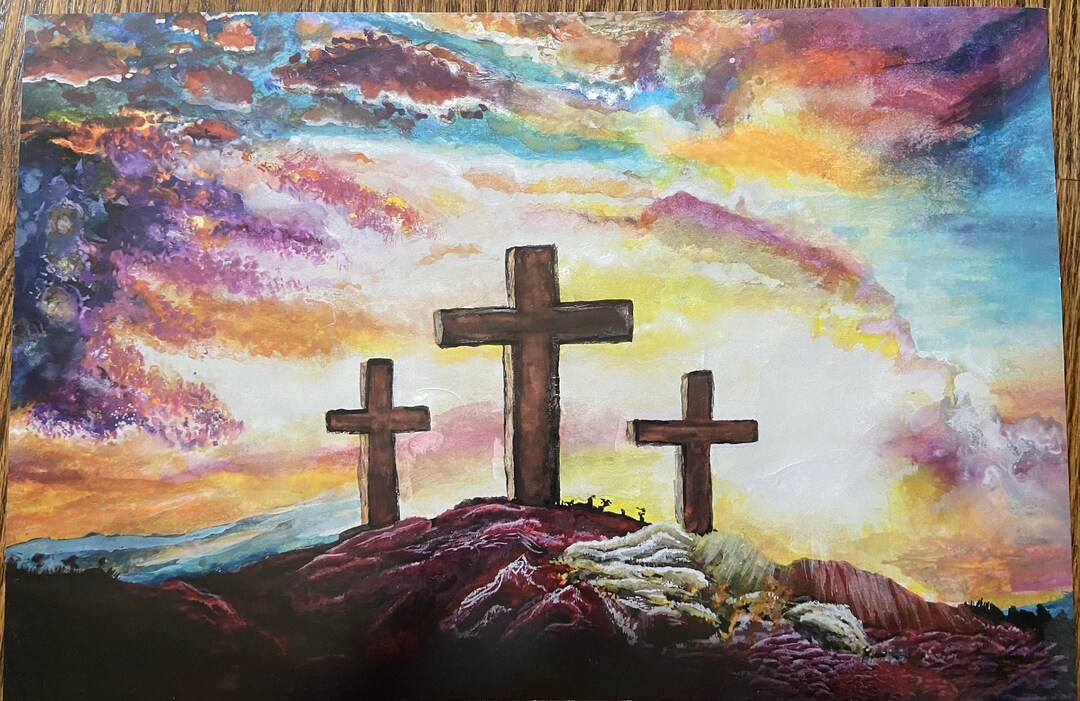 3 Crosses Painting Poster - Etsy