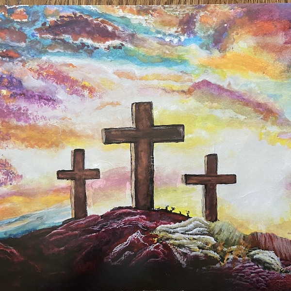 3 Crosses Painting - Etsy