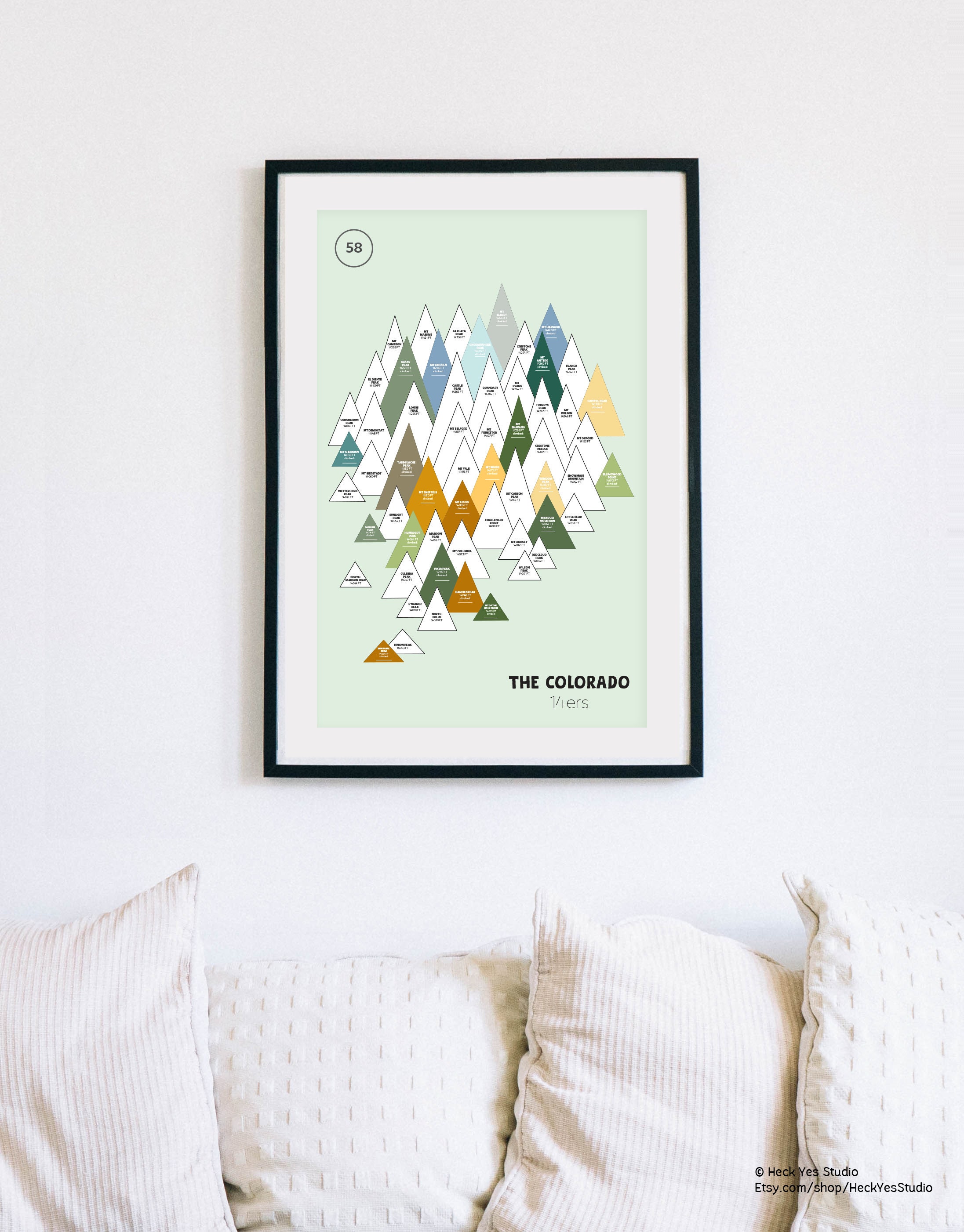 Colorado 14ers Sticker Map Rocky Mountains CO Rockies | Etsy