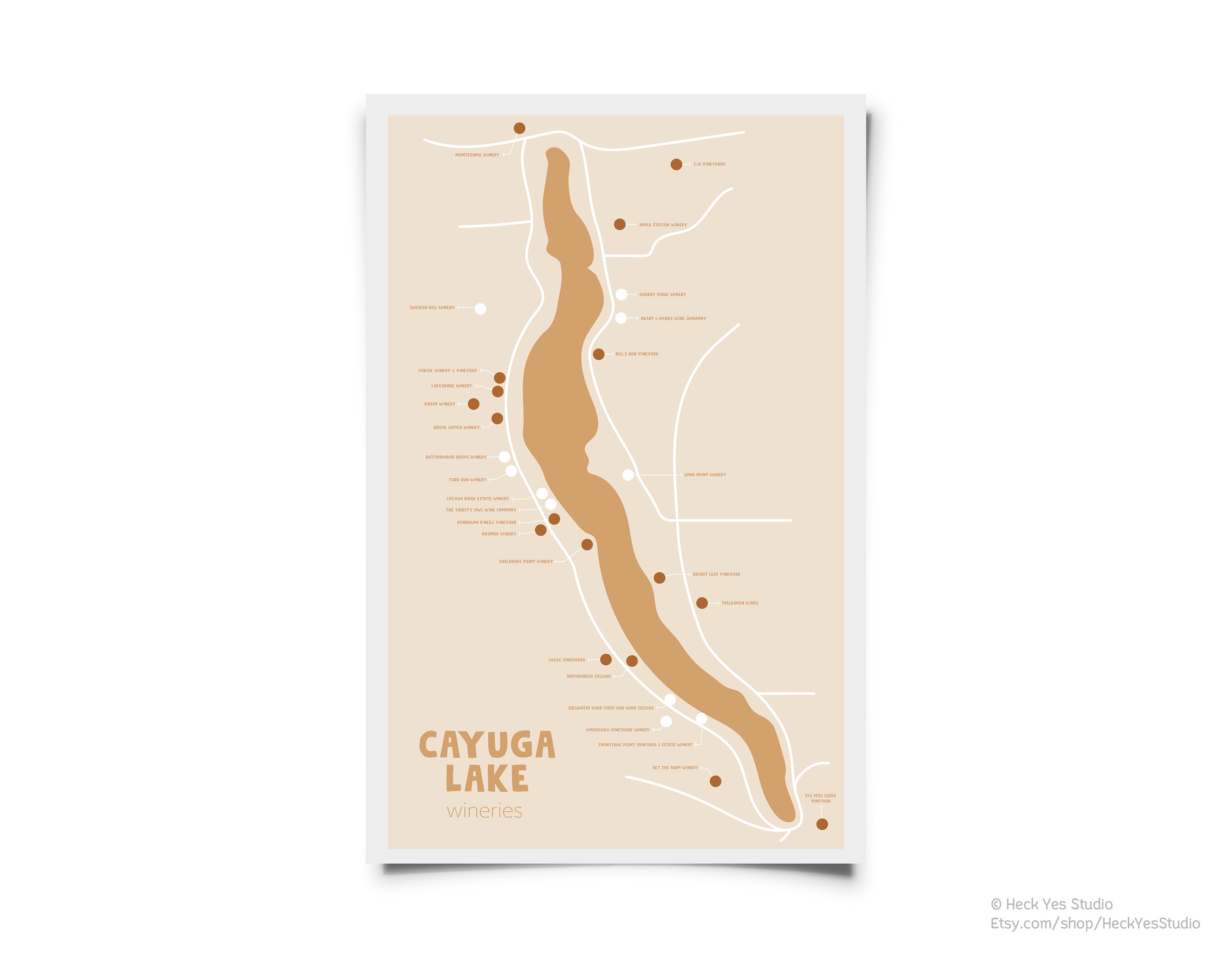 Cayuga Lake Wineries Sticker Poster Finger Lakes Wine | Etsy