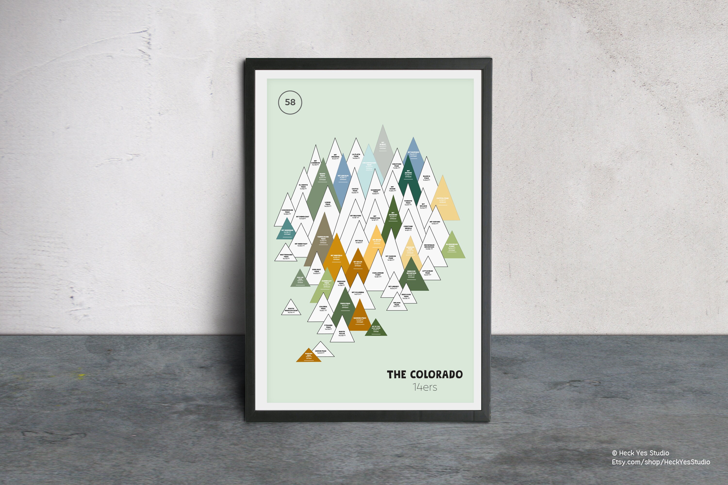 Colorado 14ers Sticker Map Rocky Mountains CO Rockies | Etsy