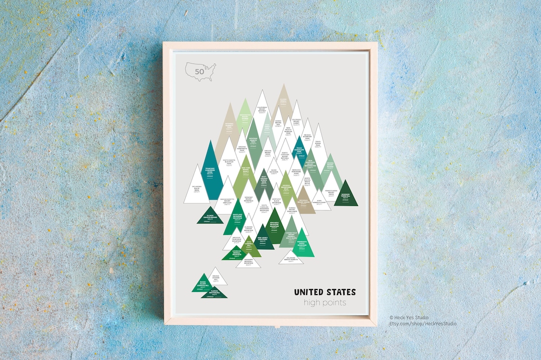 State High Points Sticker Map | Peak Bagging | US High Points Checklist ...