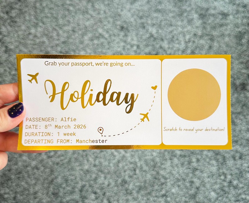 Scratch Reveal Holiday Ticket | Personalised Travel Surprise Voucher ...