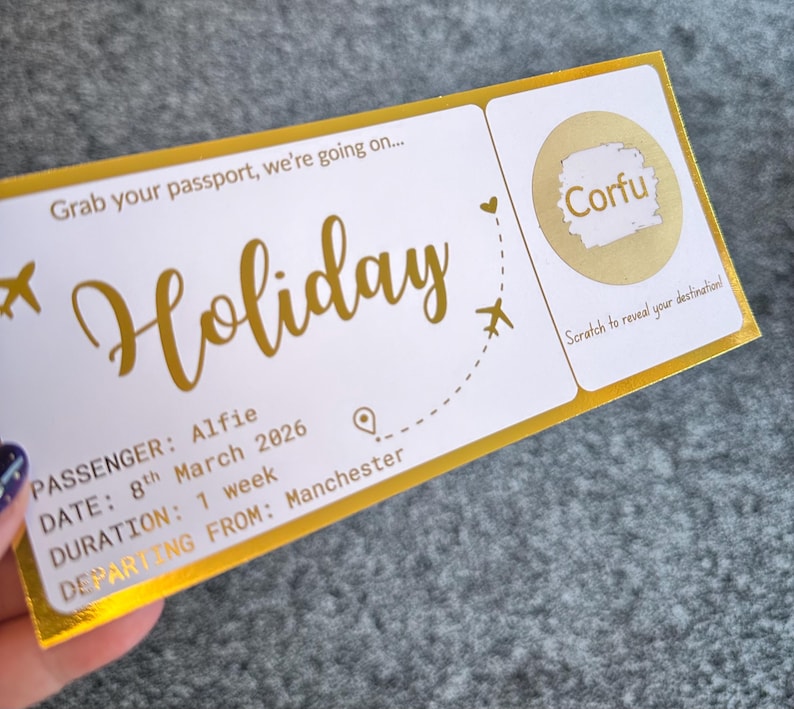 Scratch Reveal Holiday Ticket | Personalised Travel Surprise Voucher ...