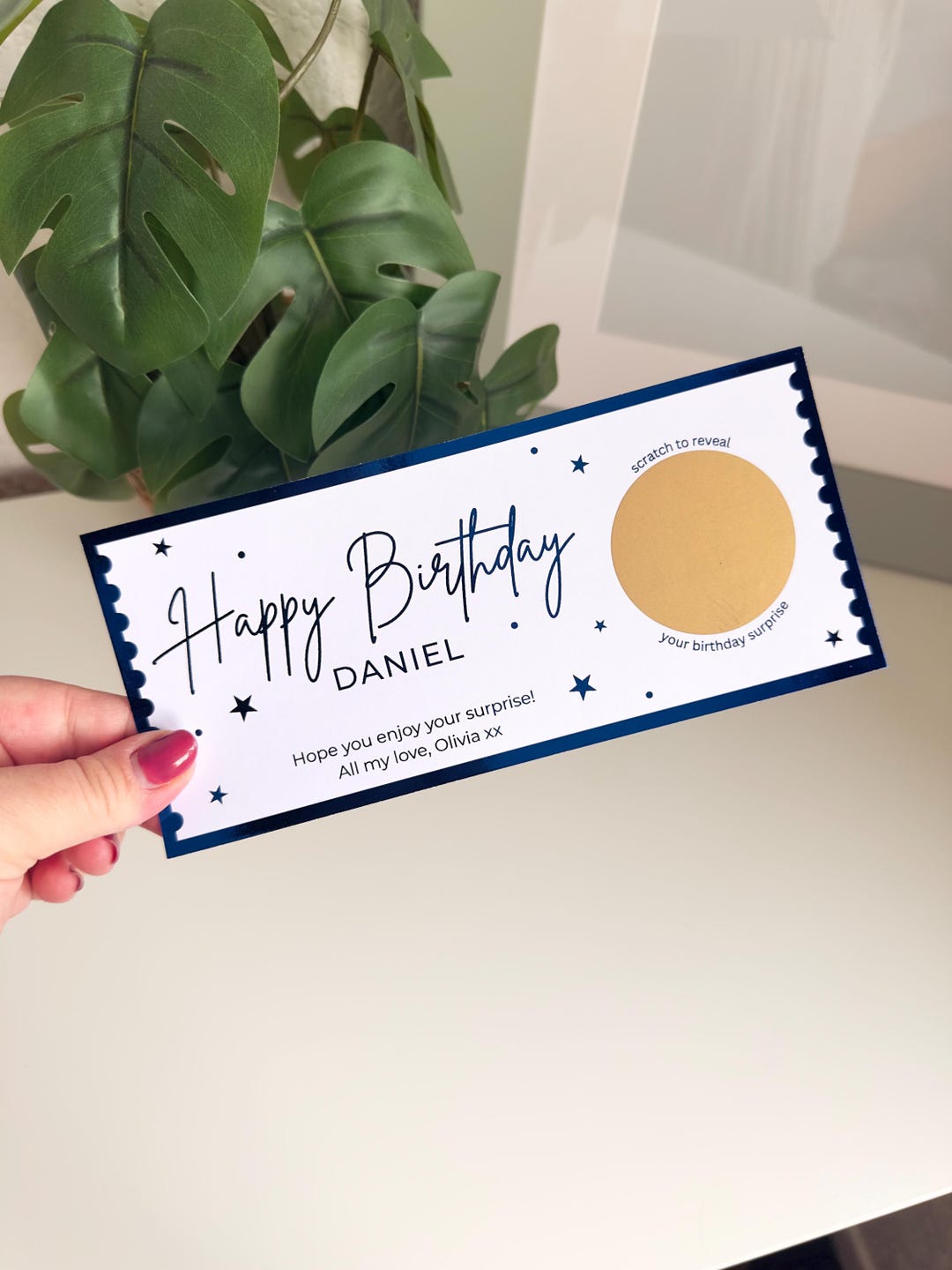 Personalised Happy Birthday Scratch Reveal Ticket, Custom Foiled ...