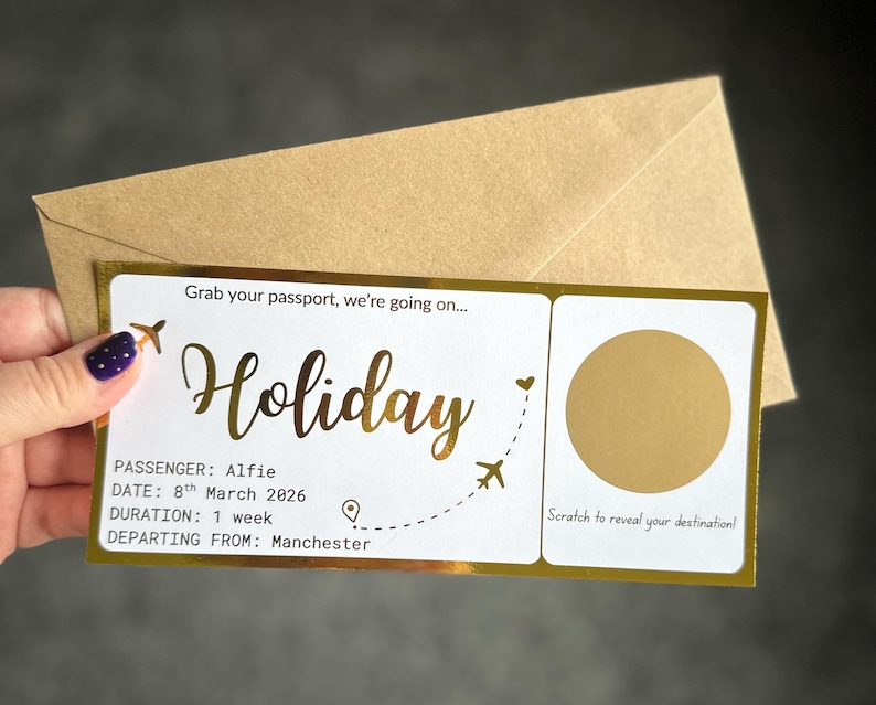 Scratch Reveal Holiday Ticket | Personalised Travel Surprise Voucher ...