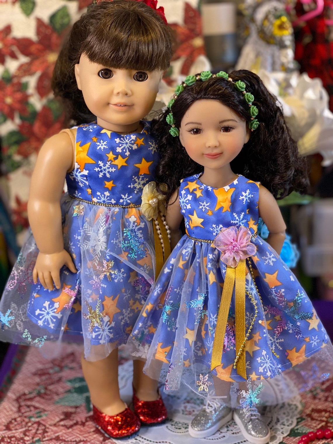 Handmade Winter Doll Dress, Snowflake Cotton for American Girl & Ruby ...