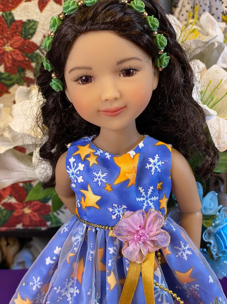 Handmade Winter Doll Dress, Snowflake Cotton for American Girl & Ruby ...