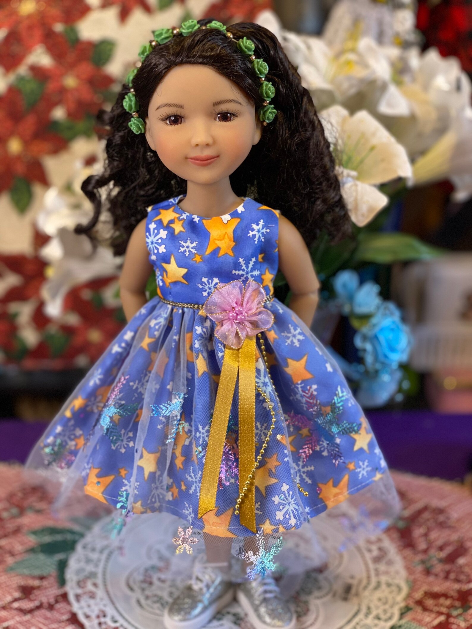 Handmade Winter Doll Dress, Snowflake Cotton for American Girl & Ruby ...