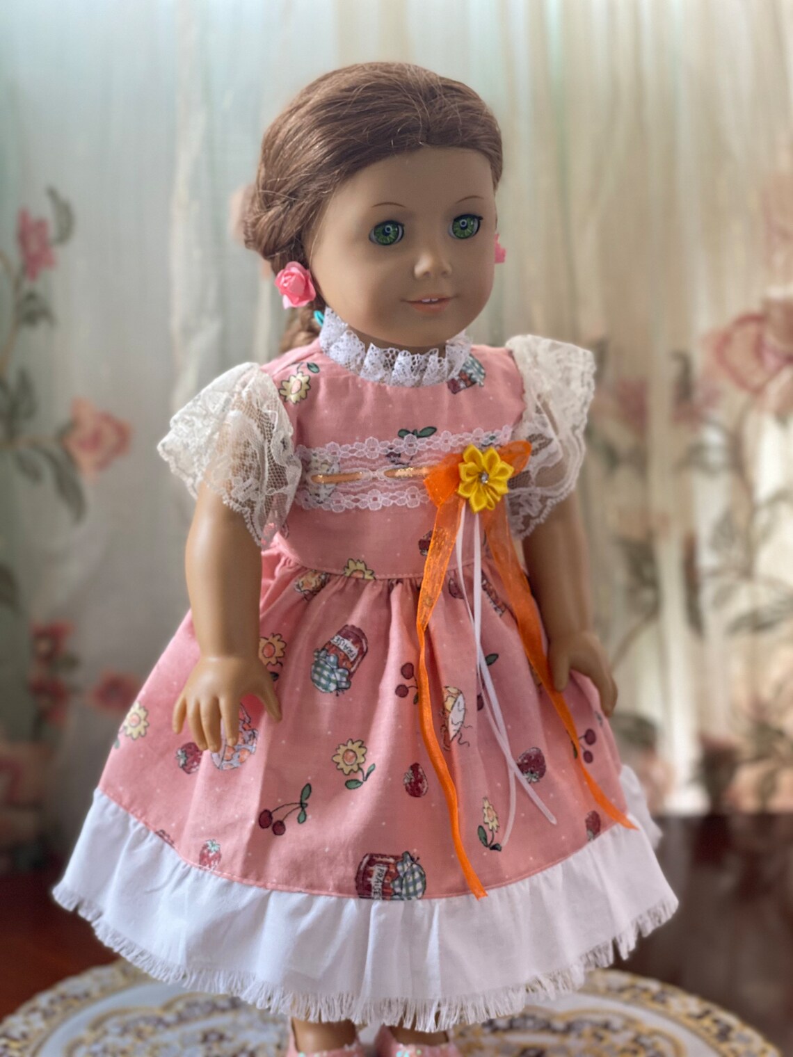 18 Inch Doll Dress With Hat: Cotton Floral Spring Outfit - Etsy