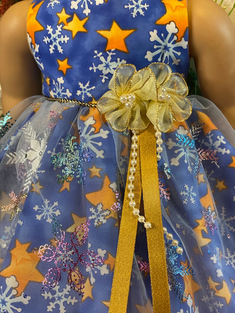Handmade Winter Doll Dress, Snowflake Cotton for American Girl & Ruby ...