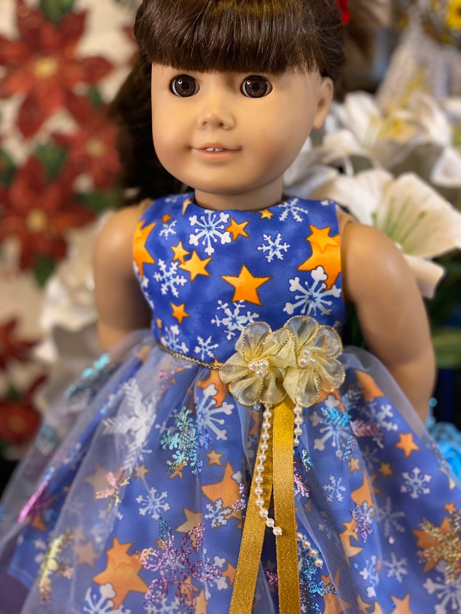 Handmade Winter Doll Dress, Snowflake Cotton for American Girl & Ruby ...