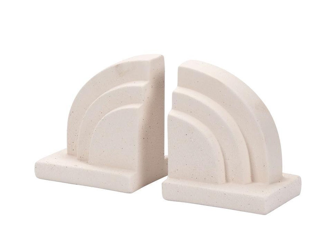 Rainbow Textured White Ceramic Bookends - Etsy