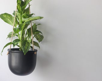 Large Hanging Planter Pot in Matte White | Etsy