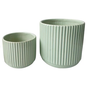 Fluted Sage Green Ribbed Indoor Planter Pot With Reactive Glaze - Etsy