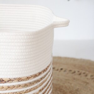 White Cotton and Jute Woven Storage Rope Baskets With Handles - Etsy