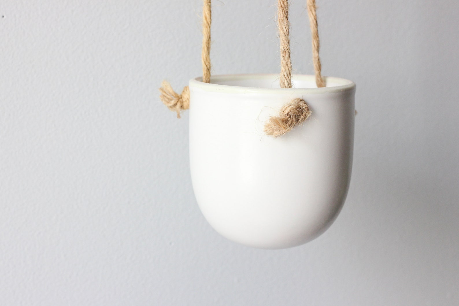 Large Hanging Planter Pot in Matte White - Etsy