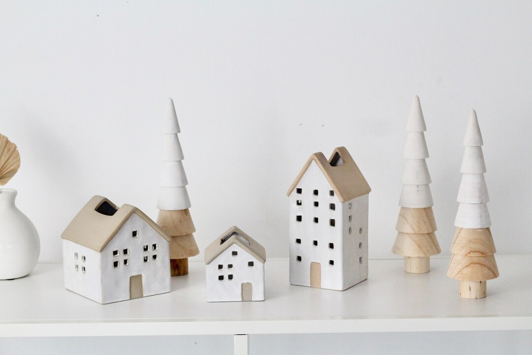 Hygge Christmas Ceramic House | Nordic Village Houses - Etsy